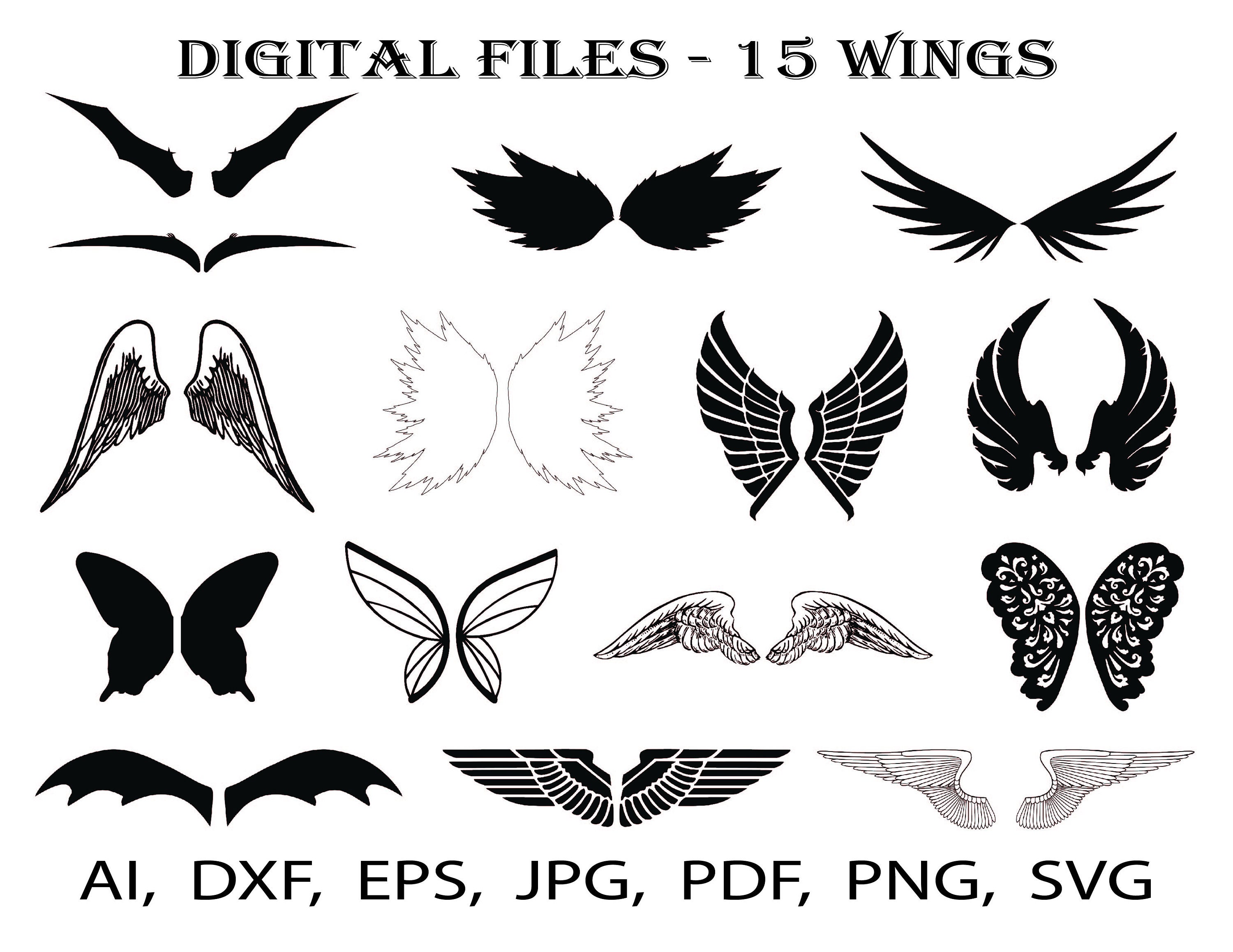 Wings Bundle B Svg / Dxf / Eps / Jpg / Pdf / Png / Ai - Etsy