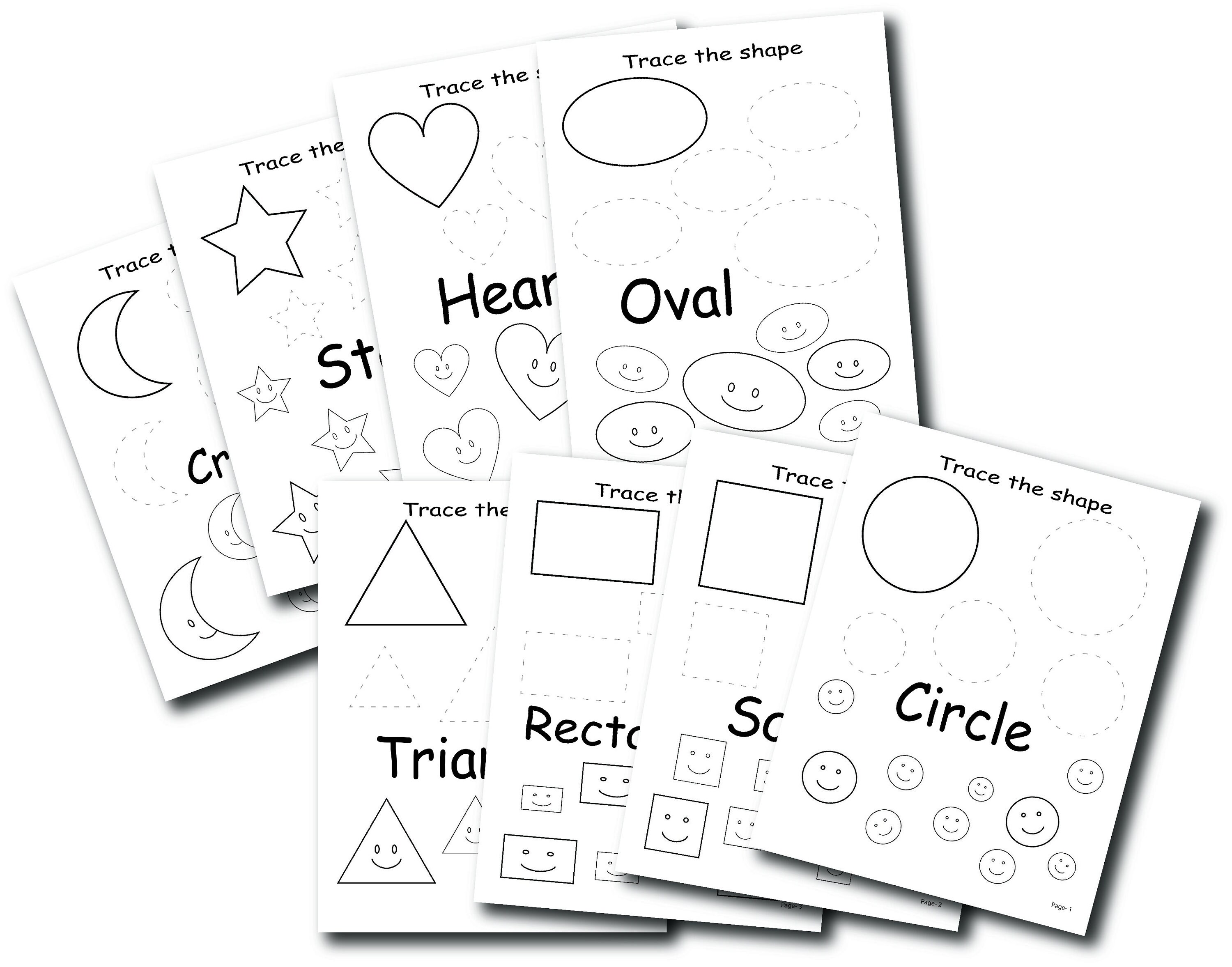 Shape Tracing Printable | Preschool Shapes Worksheet - Etsy
