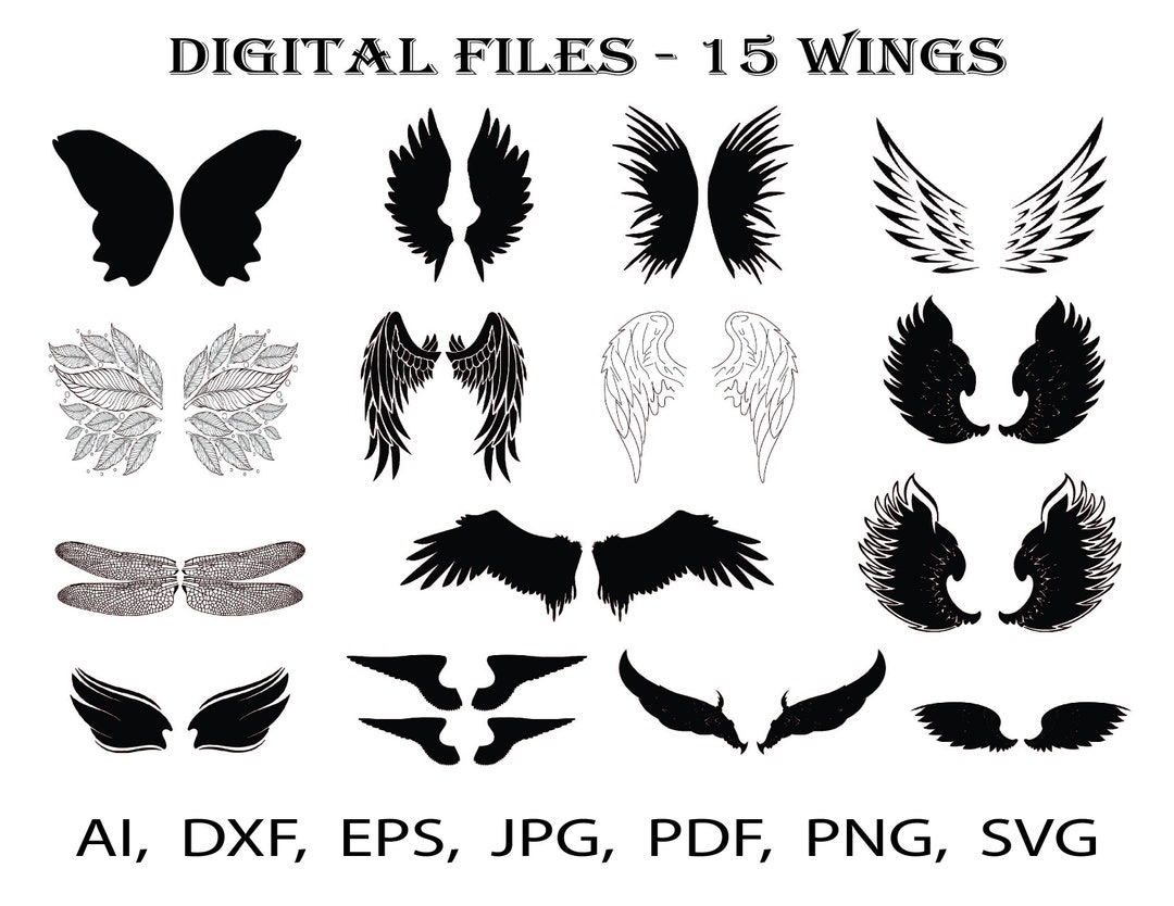Wings Bundle A- Svg / Dxf / Eps / Jpg / Pdf / Png / Ai - Etsy