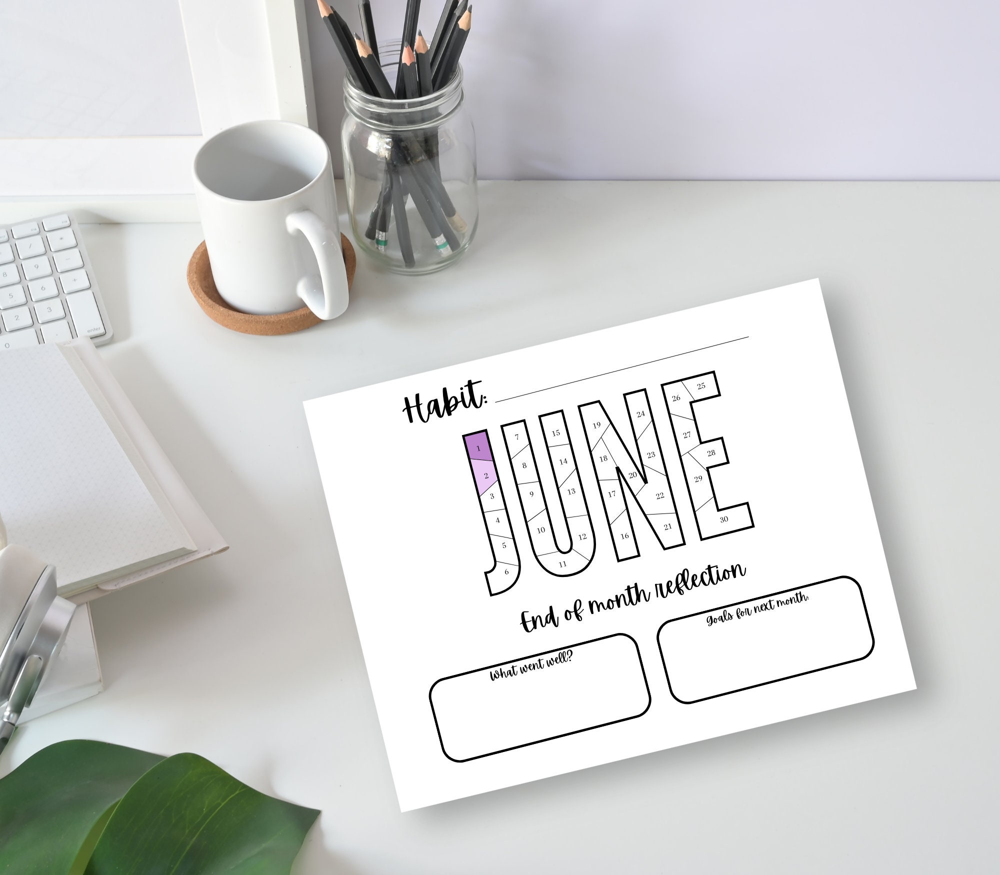 June Habit Tracker Coloring Sheet | Digital Download - Etsy