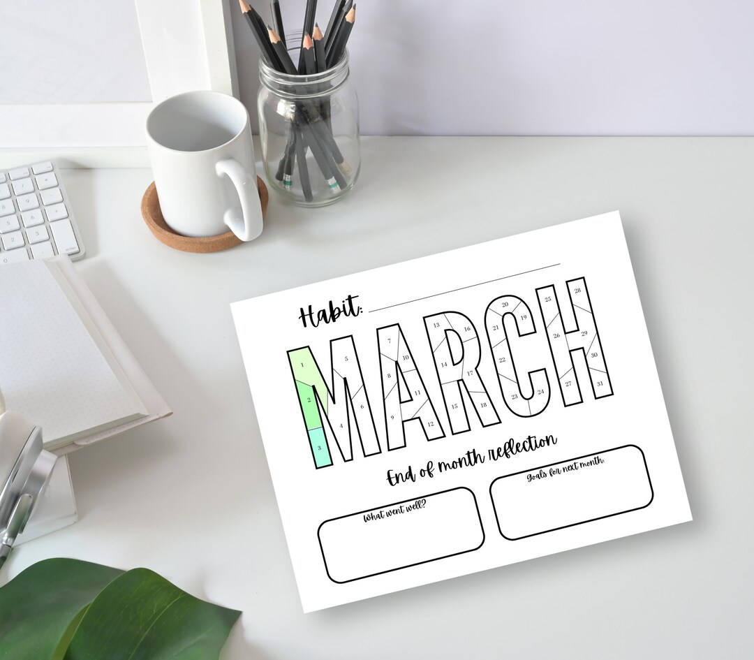 March Habit Tracker Coloring Sheet | Digital Download - Etsy