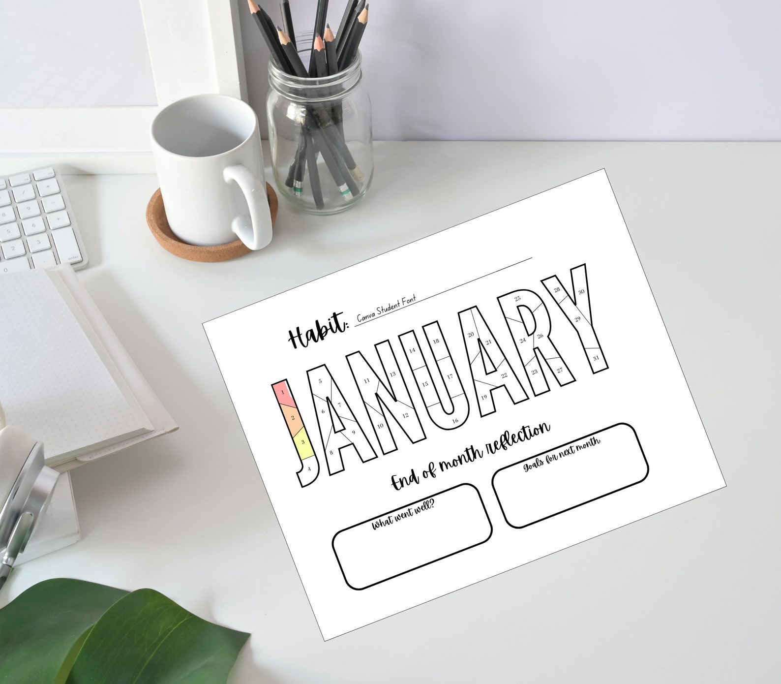 January Habit Tracker Coloring Sheet | Digital Download - Etsy