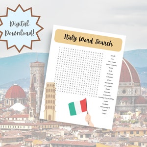 Italy Word Search | Digital Download - Etsy