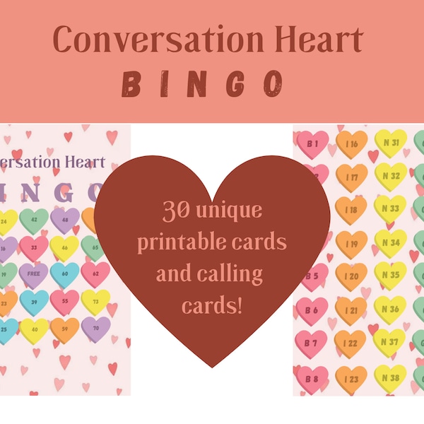 Valentine Bingo Cards - Etsy