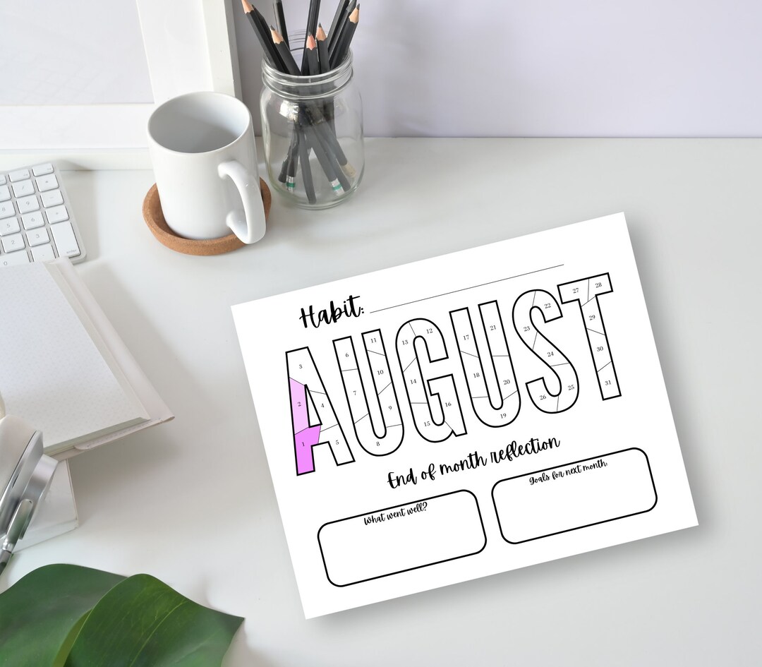August Habit Tracker Coloring Sheet | Digital Download - Etsy