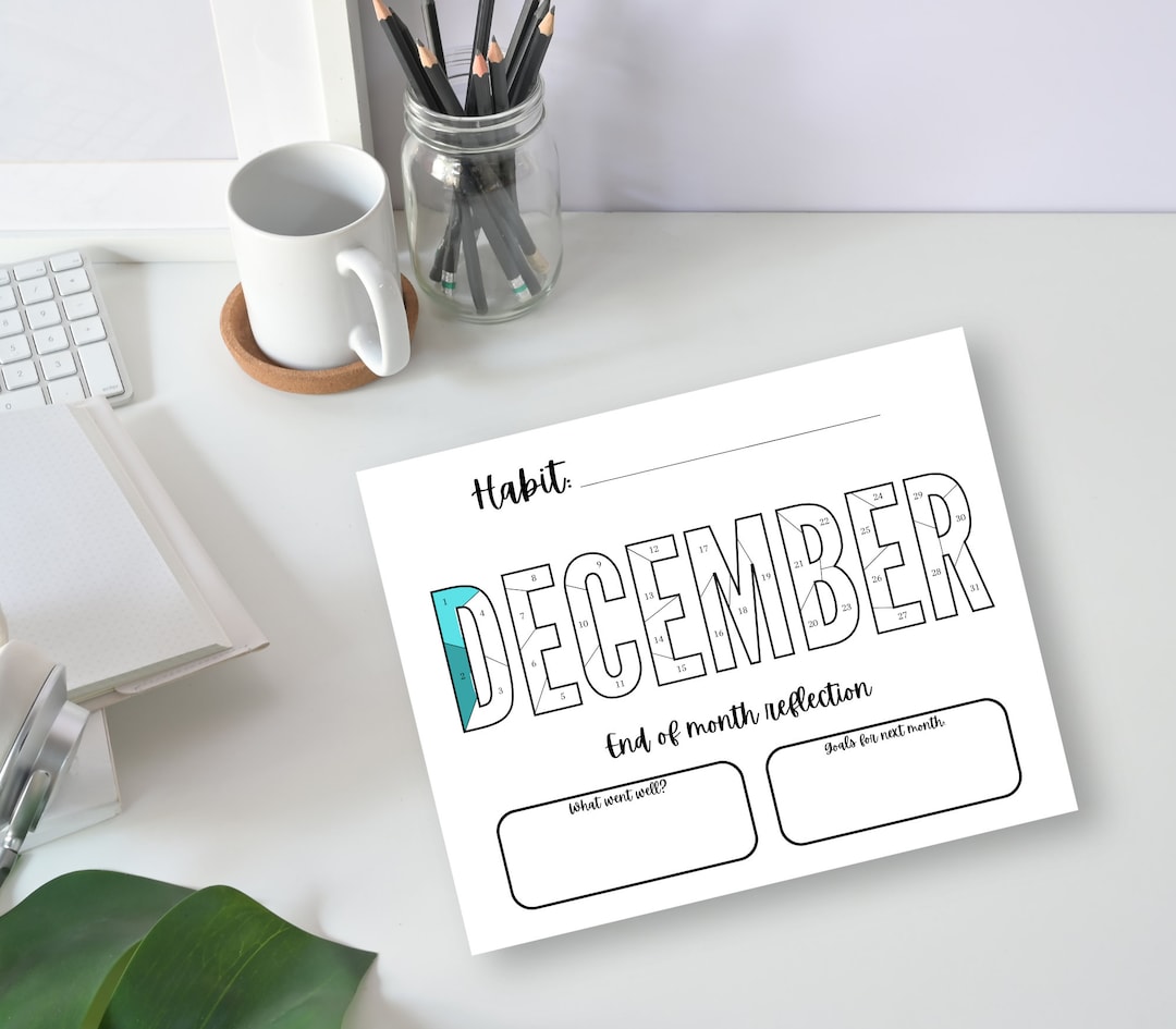 December Habit Tracker Coloring Sheet | Digital Download - Etsy