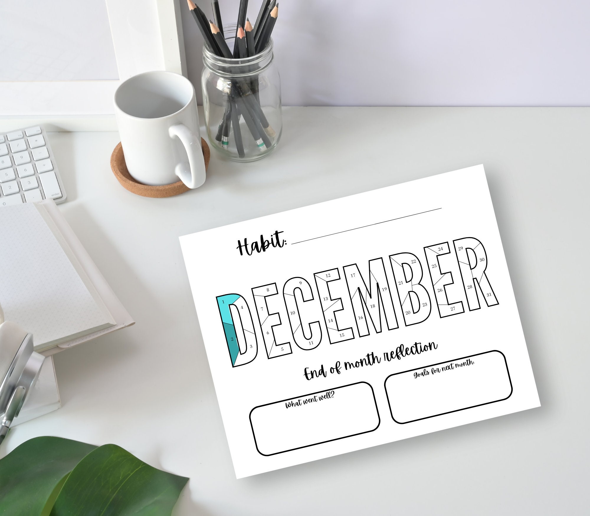 December Habit Tracker Coloring Sheet | Digital Download - Etsy