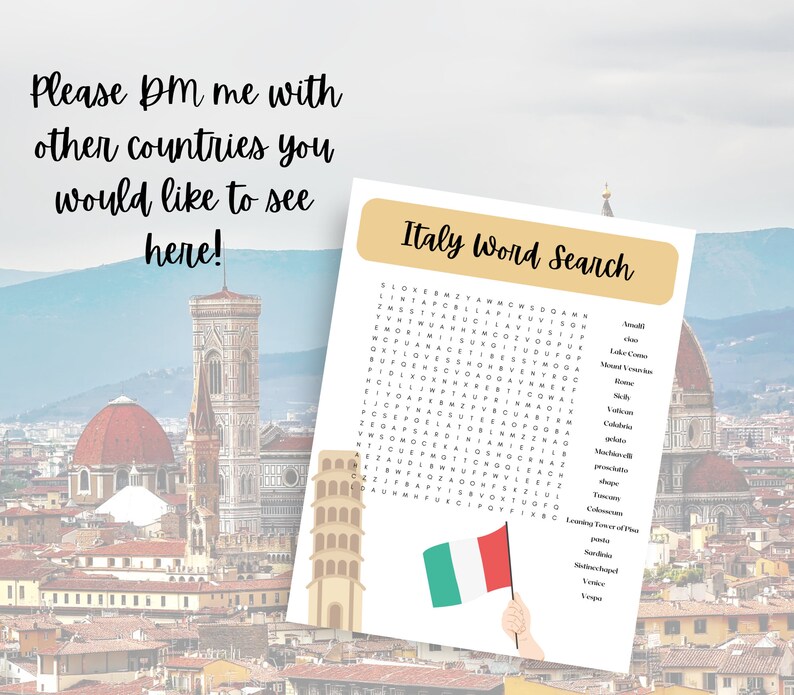 Italy Word Search | Digital Download - Etsy