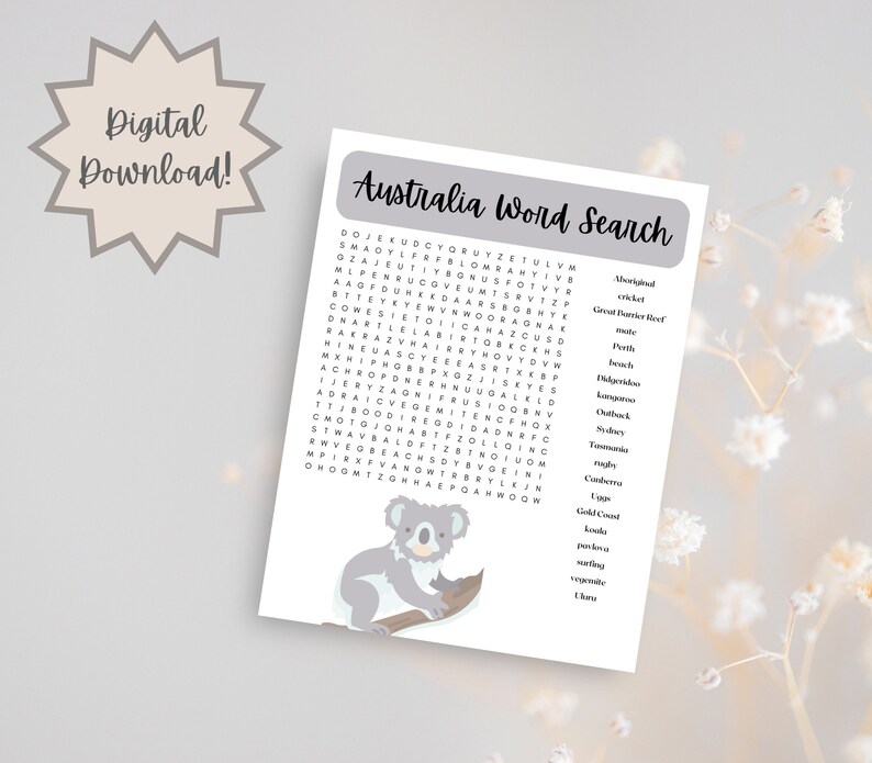 Australia Word Search | Digital Download - Etsy