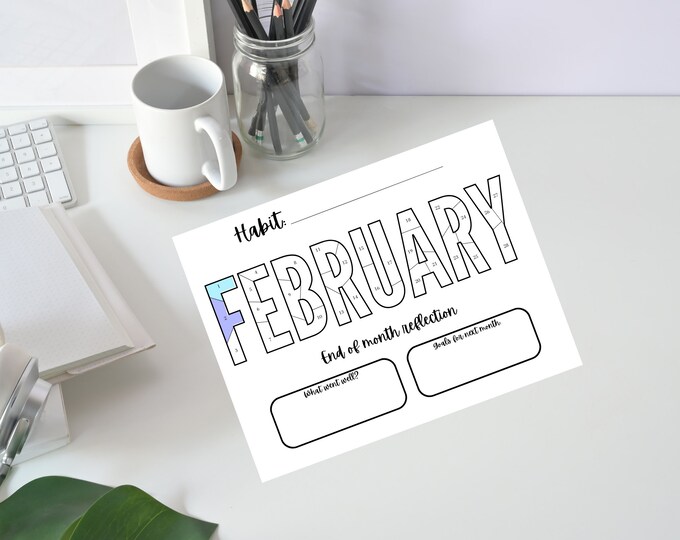 February Habit Tracker Coloring Sheet Printable, Month Habit Tracker ...