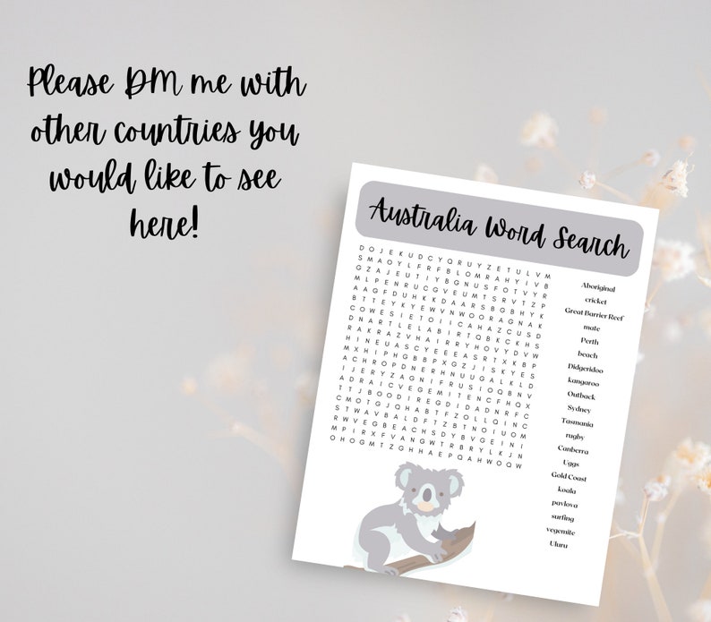 Australia Word Search | Digital Download - Etsy