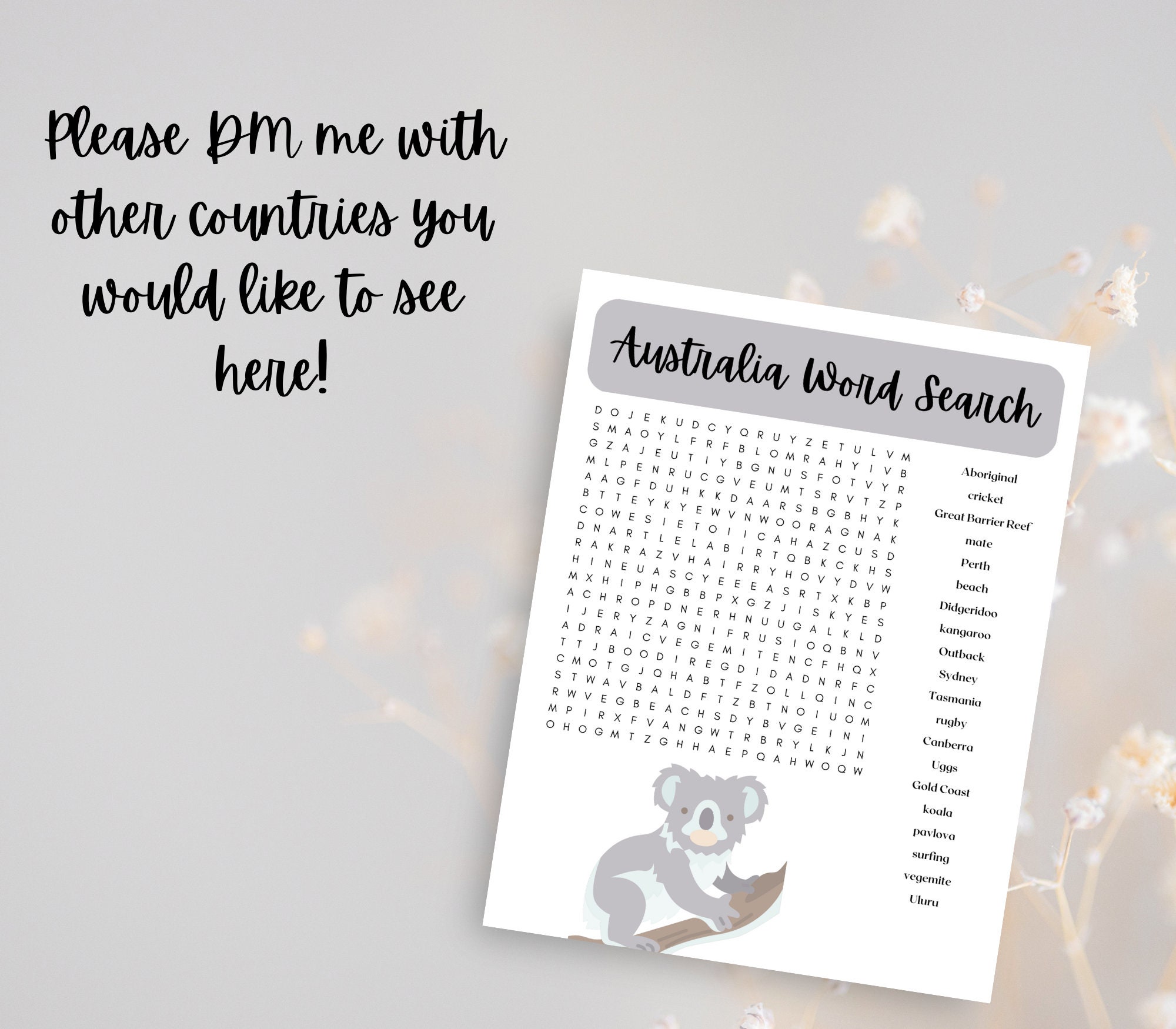 Australia Word Search | Digital Download - Etsy