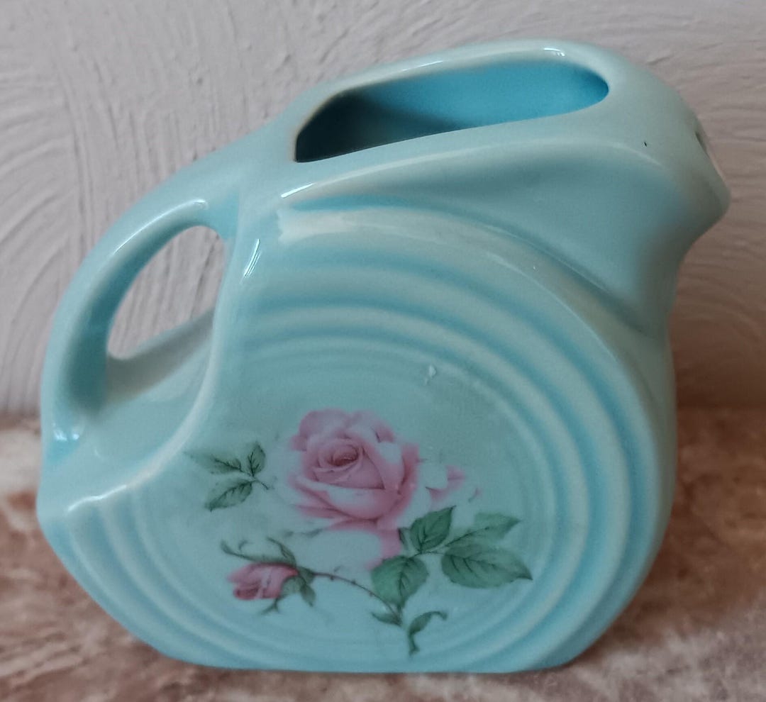 Fiesta Mini Disc Pitcher - Sky Blue W/ Roses - HLC USA - Etsy