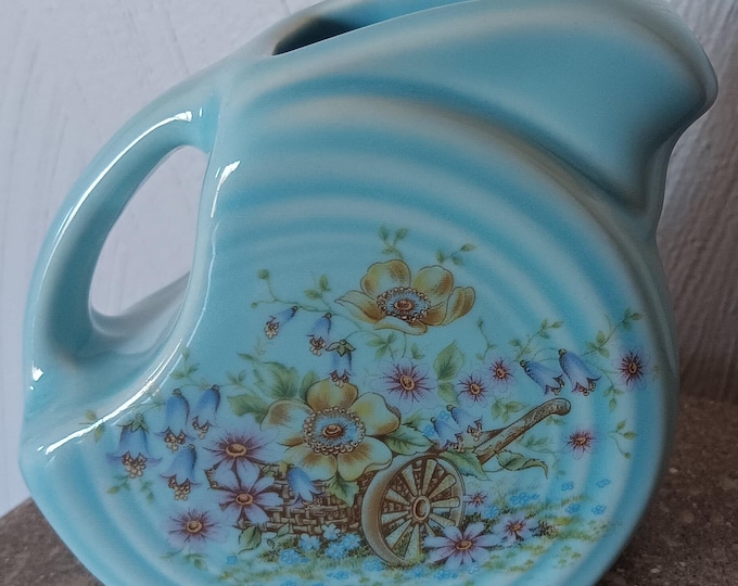 Fiesta Mini Disc Pitcher - Sky Blue W/ Wheelbarrow & Flowers - HLC USA ...