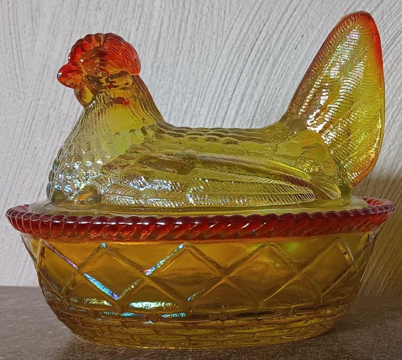 Covered Chicken Dish 2 Pc Hen on Nest - Westmoreland Glass Mould ...