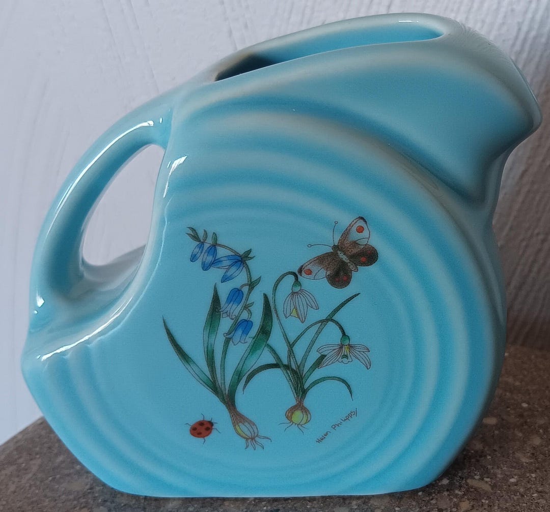 Fiesta Mini Disc Pitcher - Sky Blue W/ Butterfly Ladybug Flowers - HLC ...