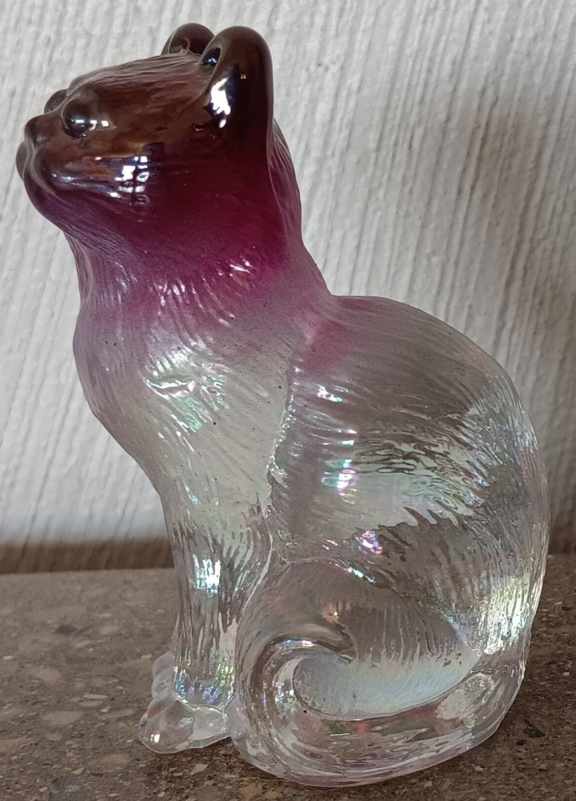 Sitting Kitty Cat Kitten Crystal Carnival Solid Glass Airbrushed W ...