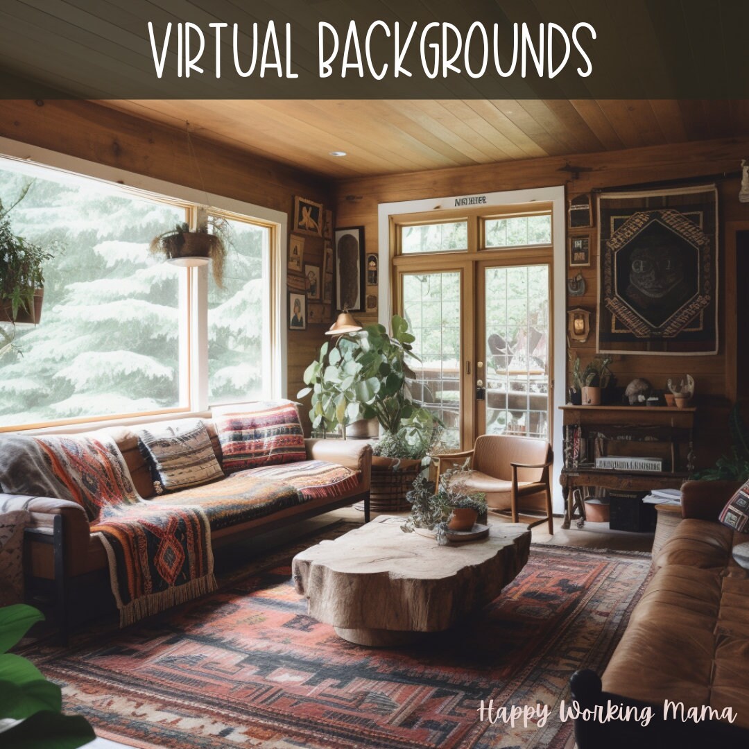 10 CABIN Living Room Images for Virtual Background, Pack of 10 Zoom ...