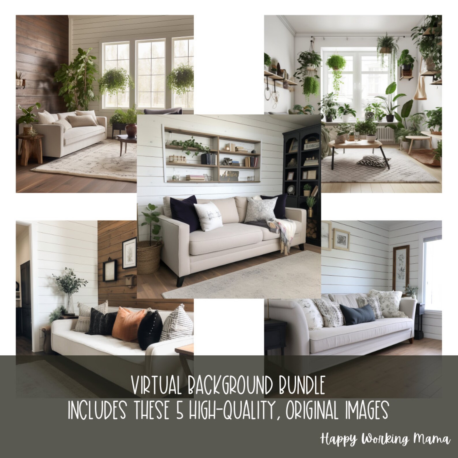 5 Virtual Background Images (BUNDLE) | 5 Different, Realistic Living ...