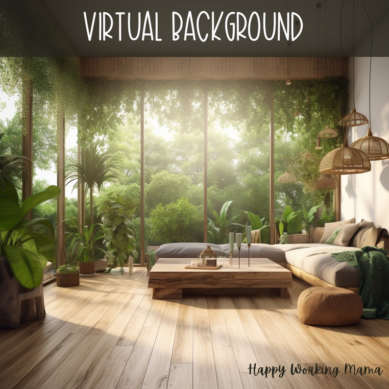 Pack of 10 Jungle Living Room Images for Virtual Background, Virtual ...