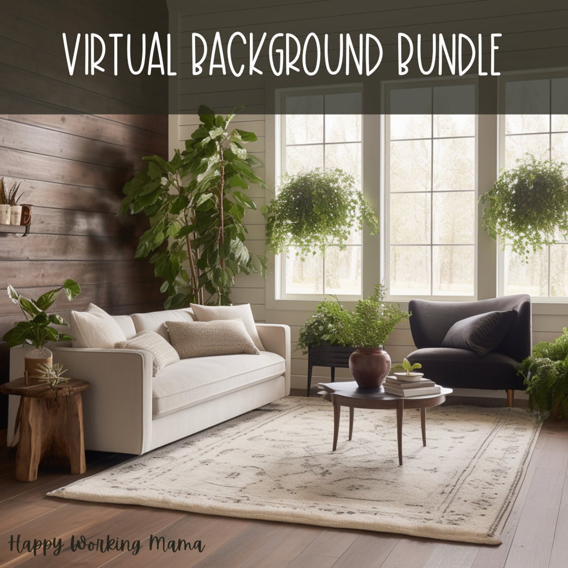 5 Virtual Background Images BUNDLE 5 Different, Realistic Living Room ...