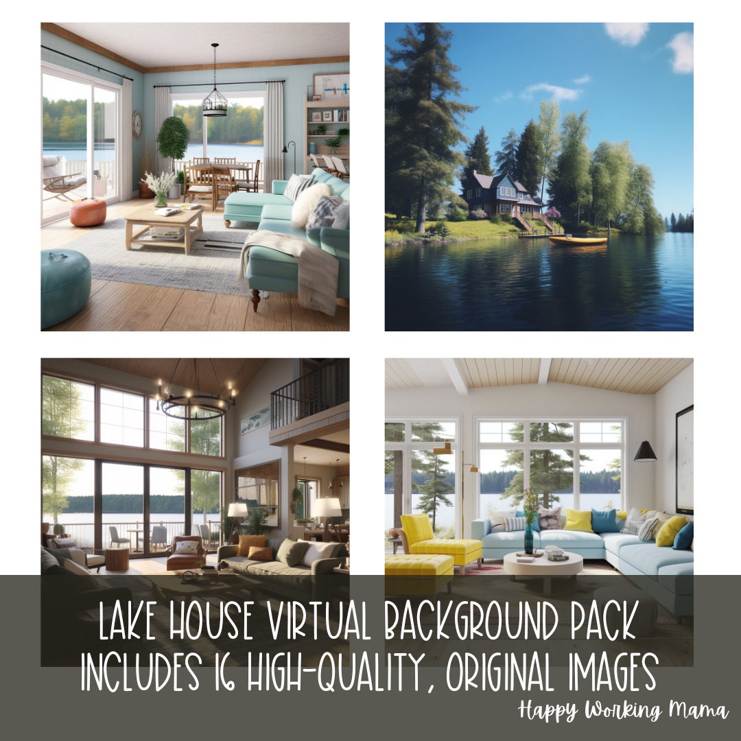 16 LAKE HOUSE Living Room Images for Virtual Background, Pack of 16 ...