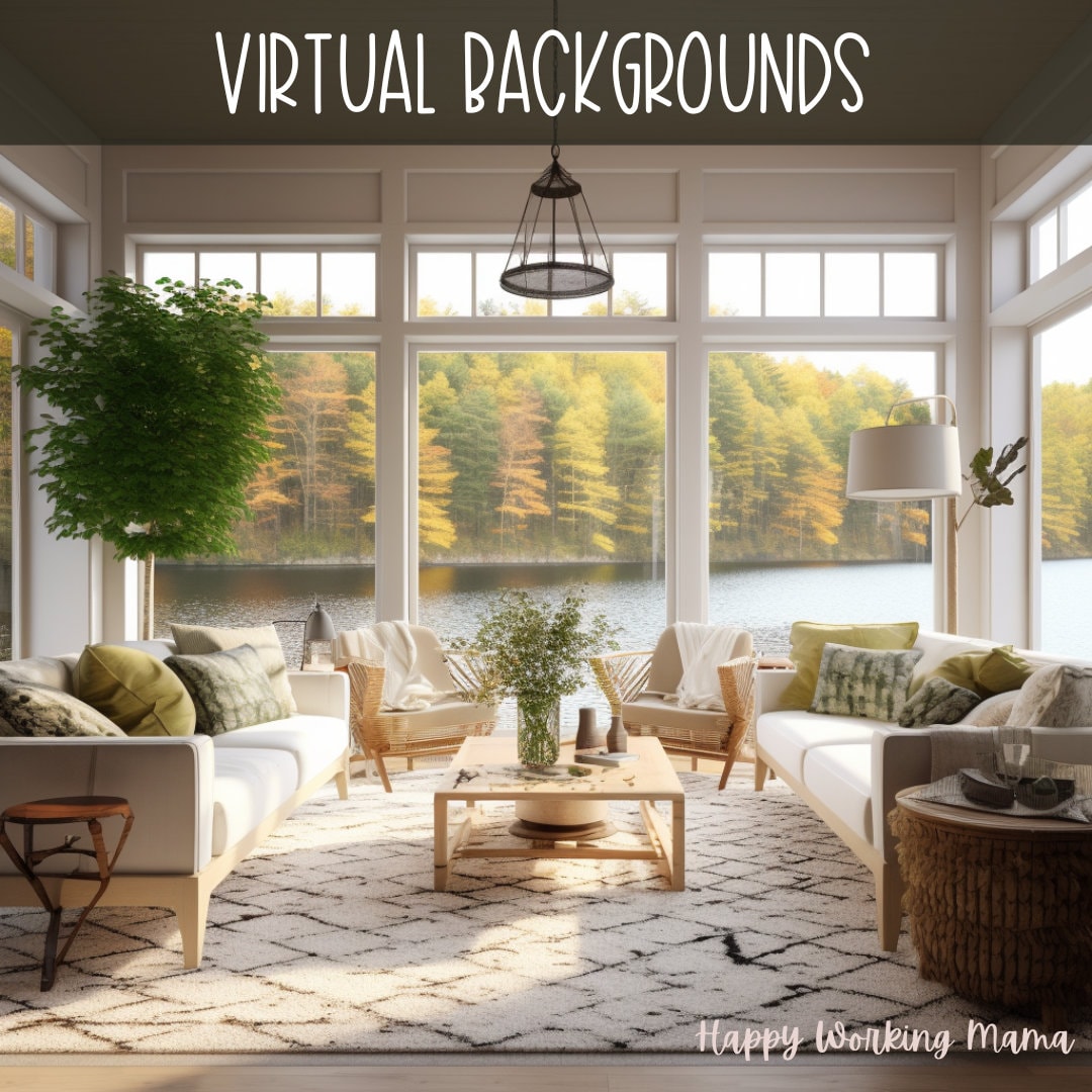 16 LAKE HOUSE Living Room Images for Virtual Background, Pack of 16 ...