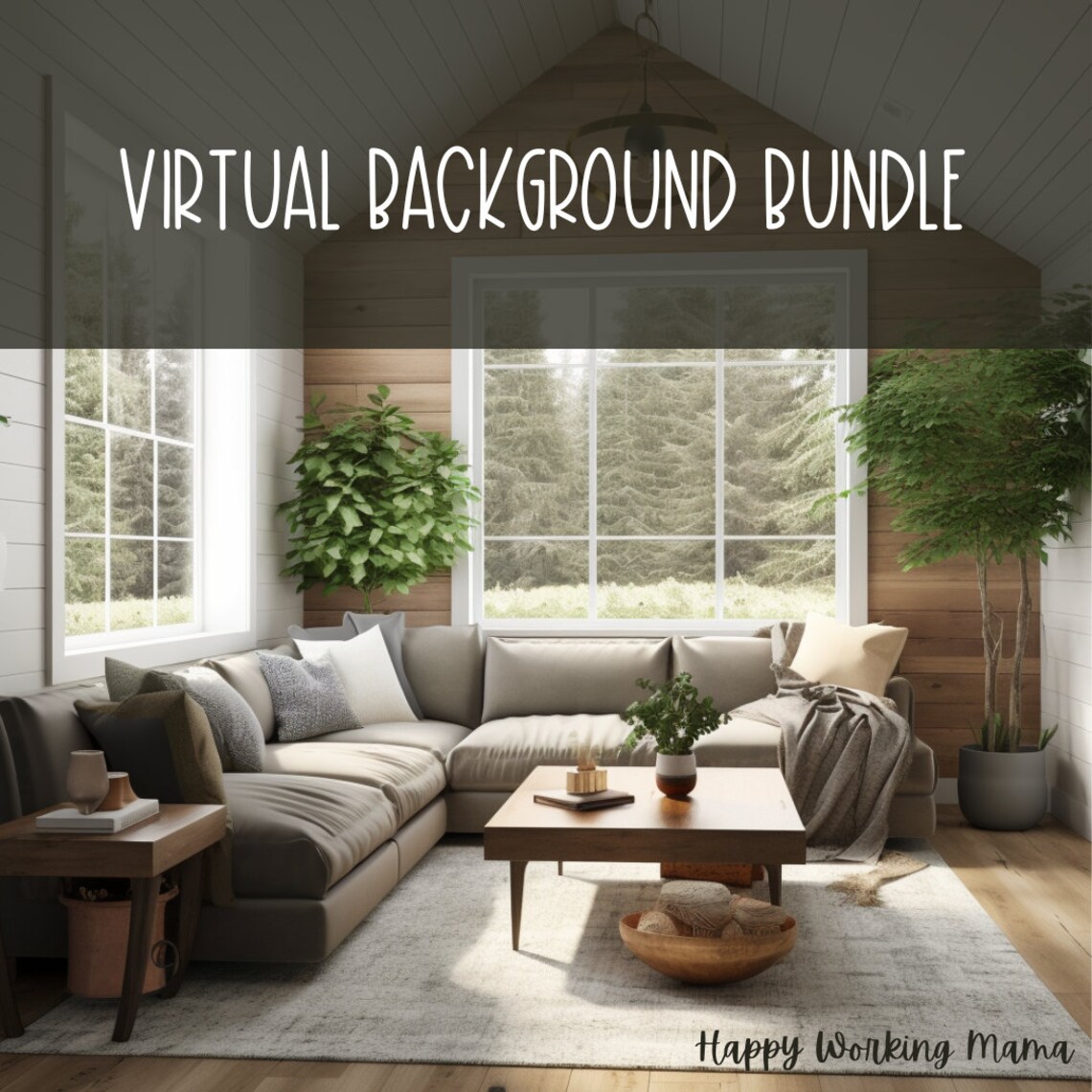 5 Virtual Background Images BUNDLE 5 Original, Realistic Living Room ...