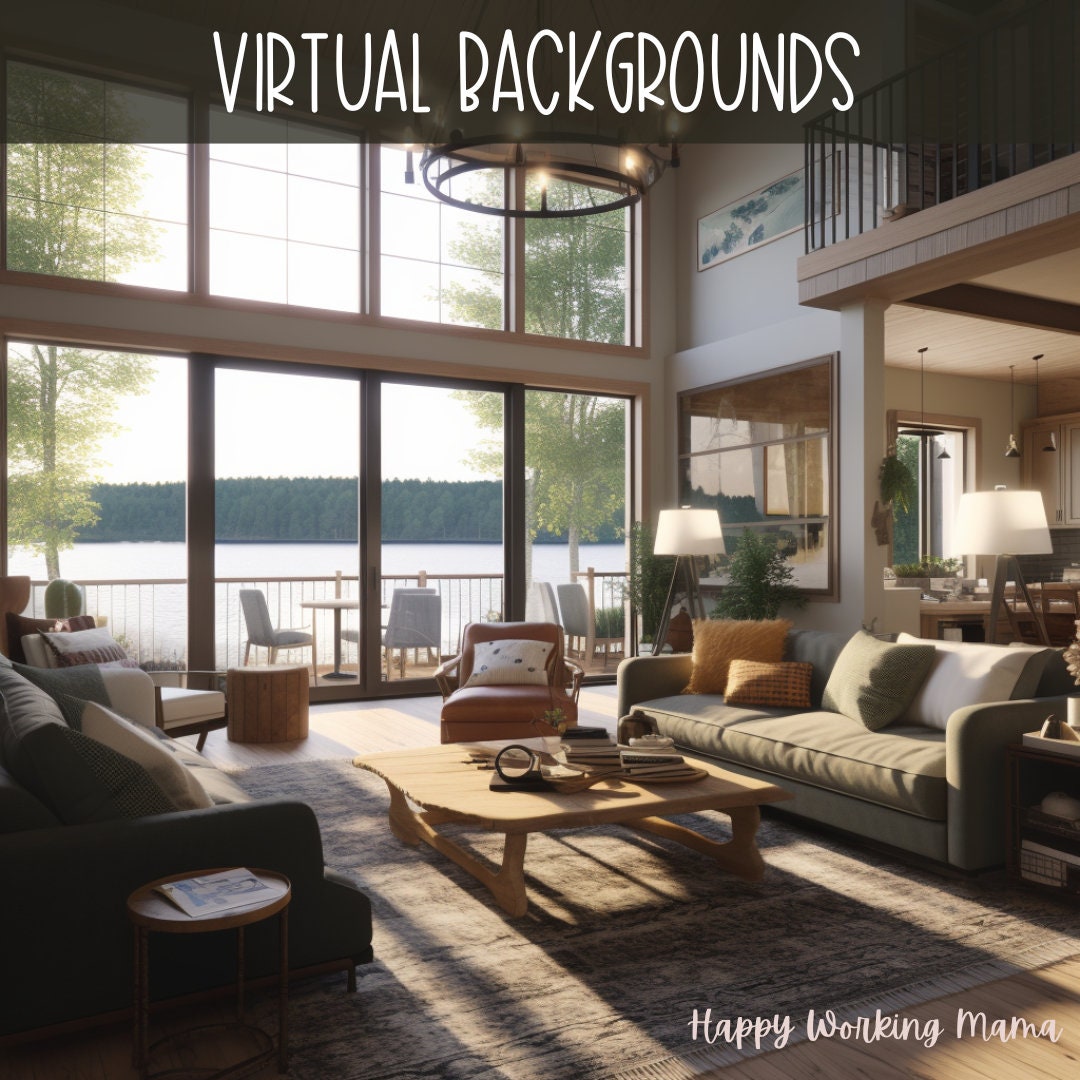 16 LAKE HOUSE Living Room Images for Virtual Background, Pack of 16 ...