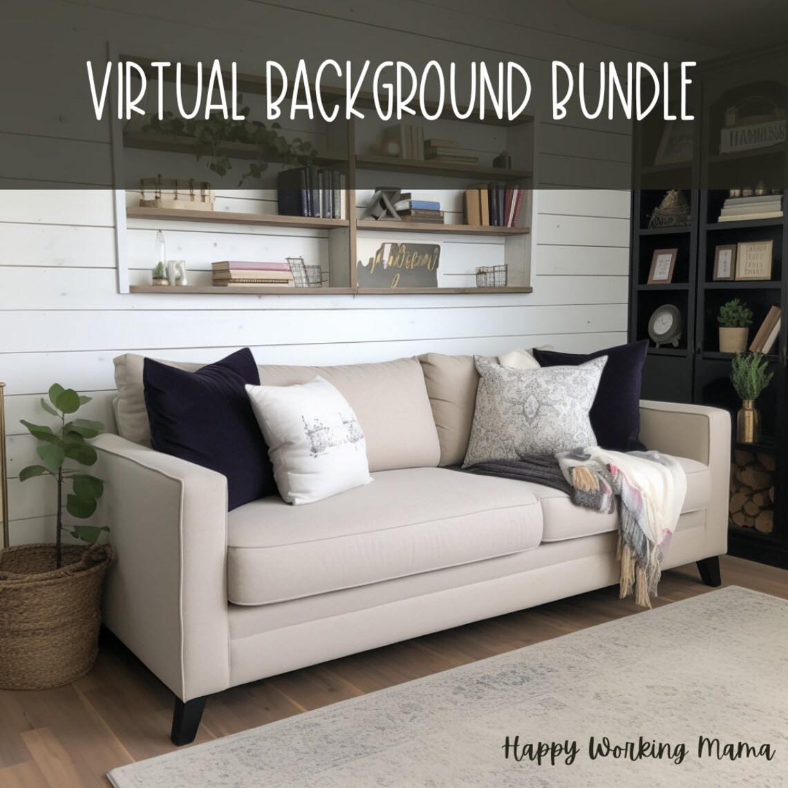 5 Virtual Background Images BUNDLE 5 Different, Realistic Living Room ...