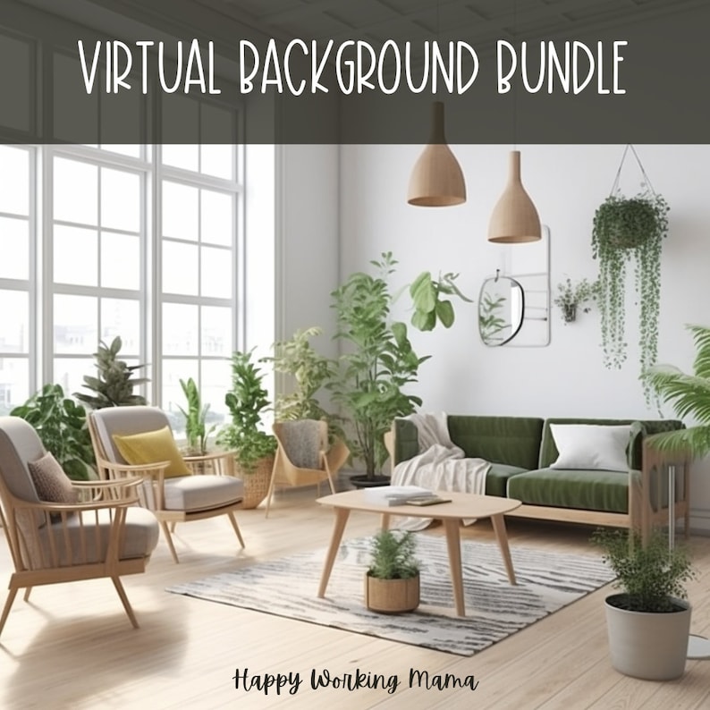 5 Virtual Background Images BUNDLE 5 Original, Realistic Living Room ...