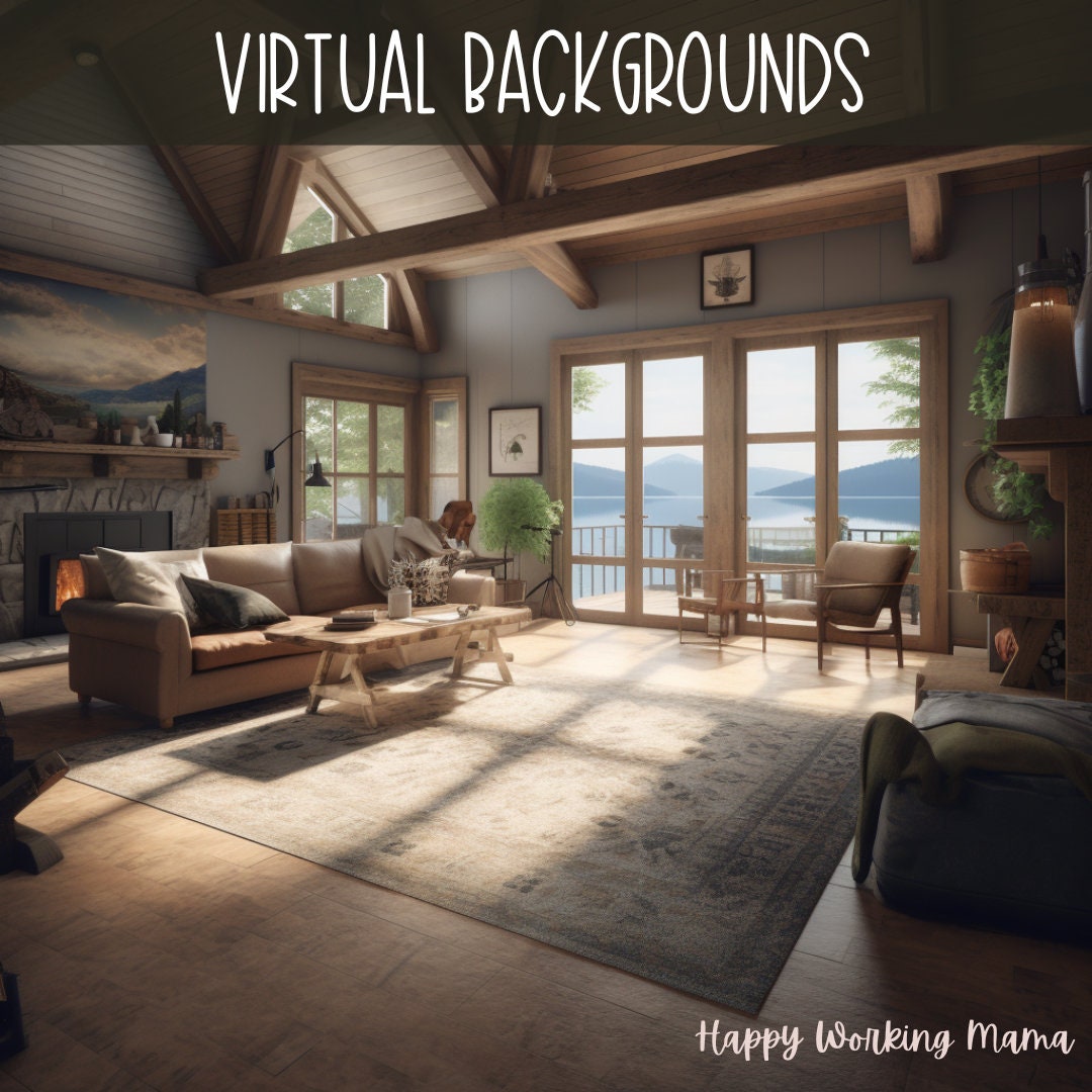 16 LAKE HOUSE Living Room Images for Virtual Background, Pack of 16 ...