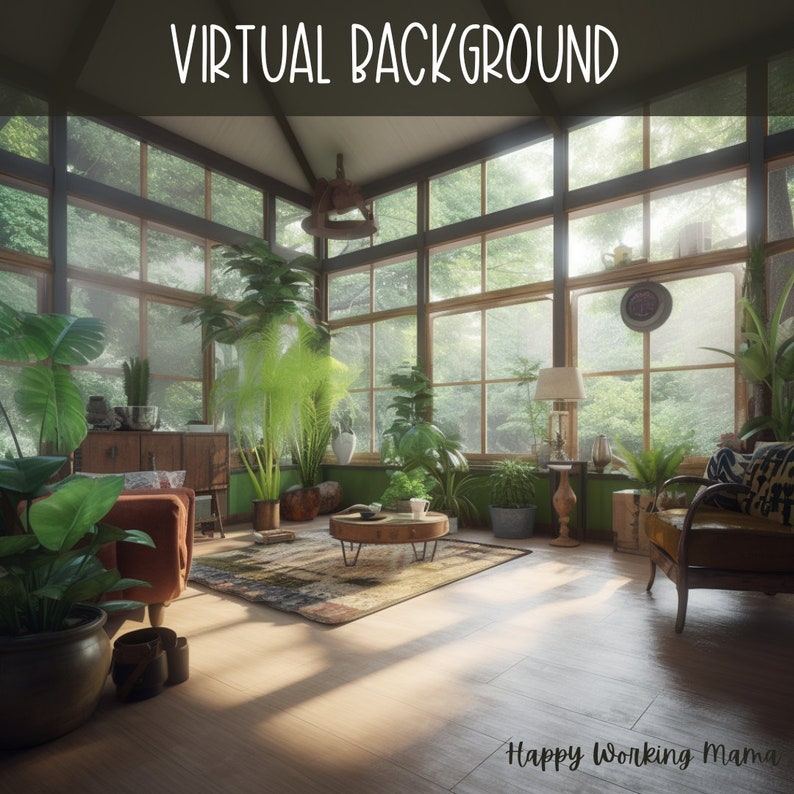 Pack of 10 Jungle Living Room Images for Virtual Background, Virtual ...