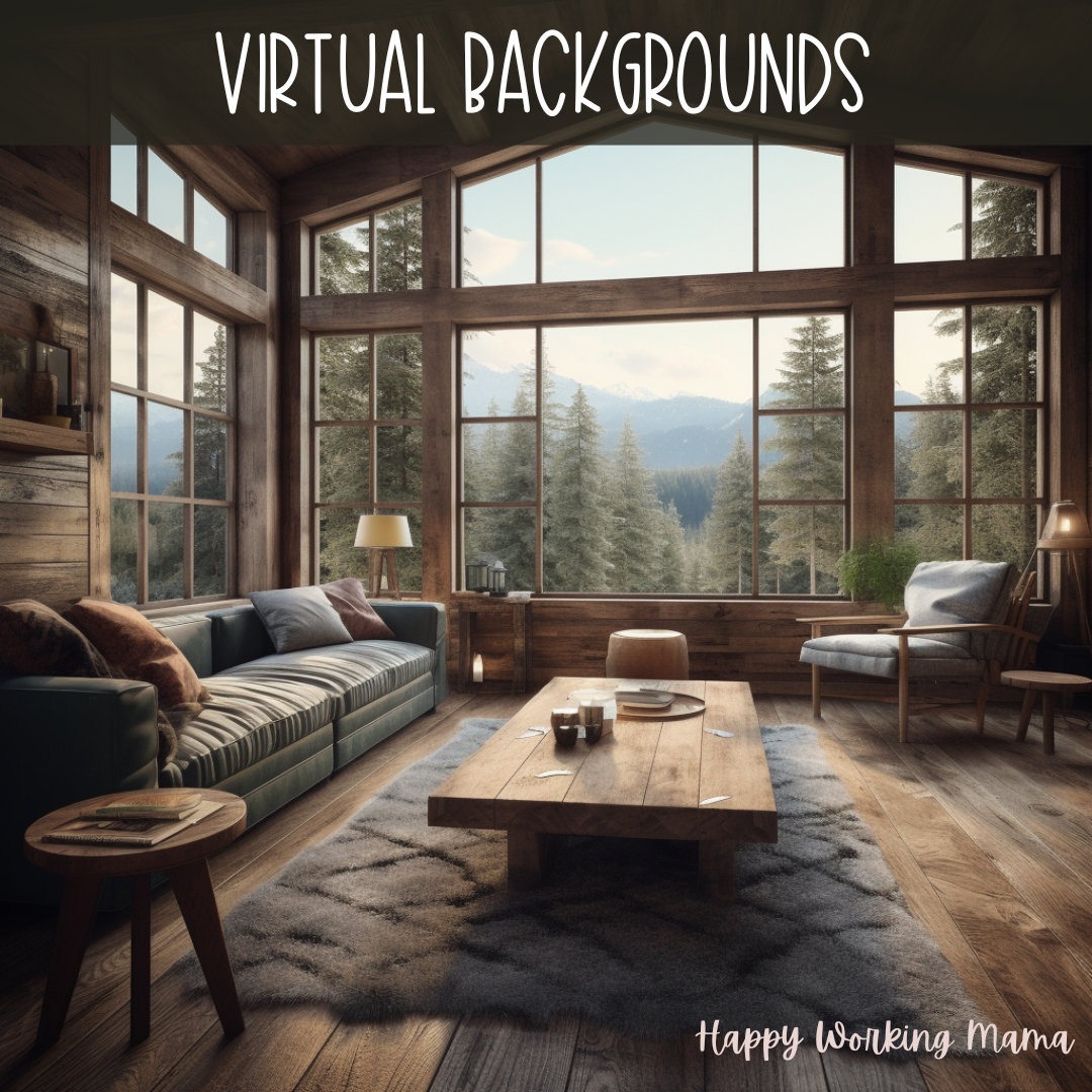 10 CABIN Living Room Images for Virtual Background, Pack of 10 Zoom ...