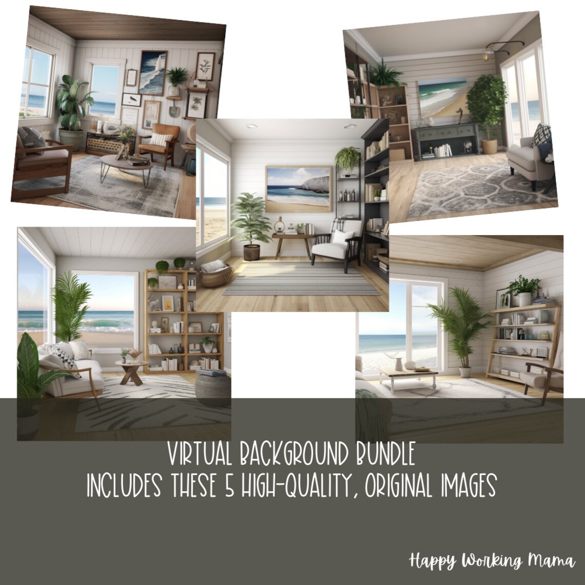 5 Beach Ocean View Living Room Virtual Background BUNDLE 5 Backgrounds ...