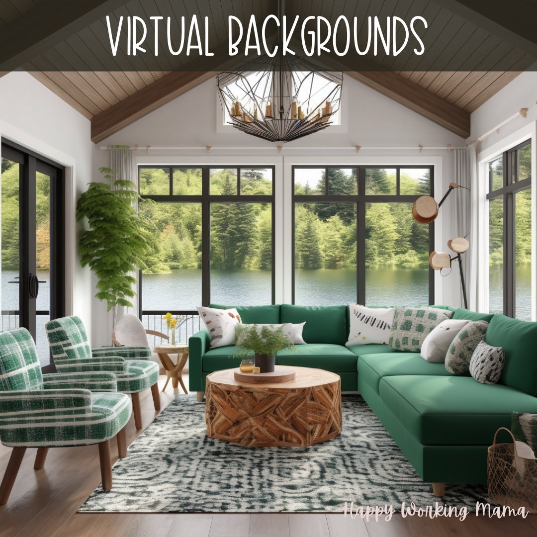 16 LAKE HOUSE Living Room Images for Virtual Background, Pack of 16 ...