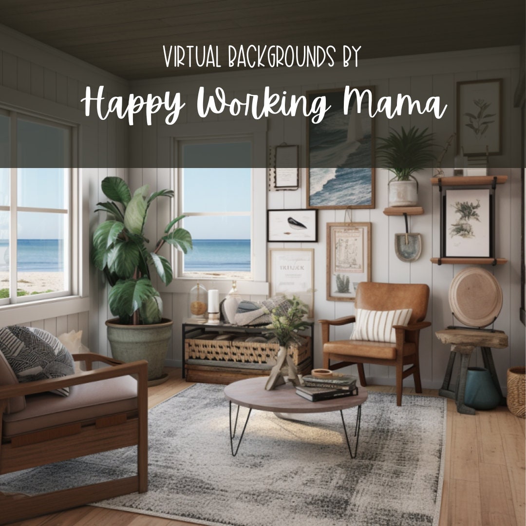 5 Beach Ocean View Living Room Virtual Background BUNDLE 5 Backgrounds ...