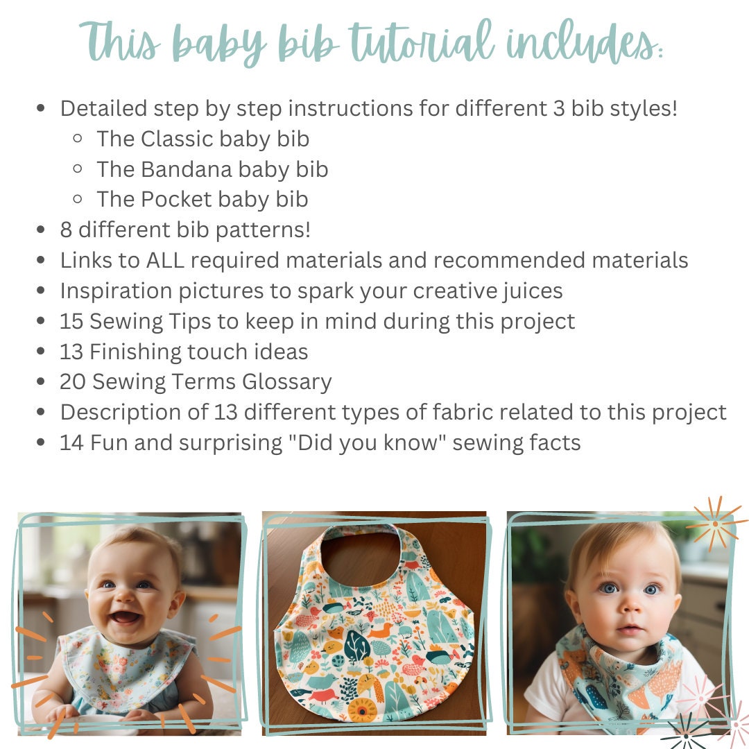 DIY Baby Bib Tutorial With Patterns | 3 Bib Styles Tutorials & Patterns ...