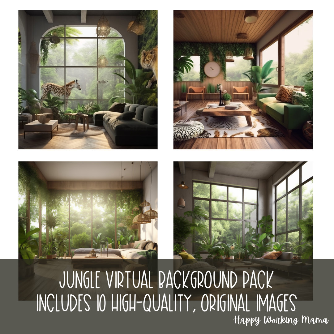 Pack of 10 Jungle Living Room Images for Virtual Background, Virtual ...