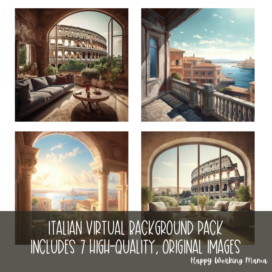 7 ITALIAN Images for Virtual Background, Pack of 7 Virtual Italian ...