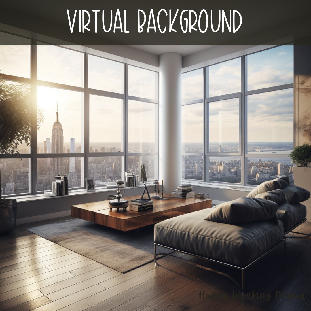 Pack of 8 Modern City Living Room Images for Virtual Background ...