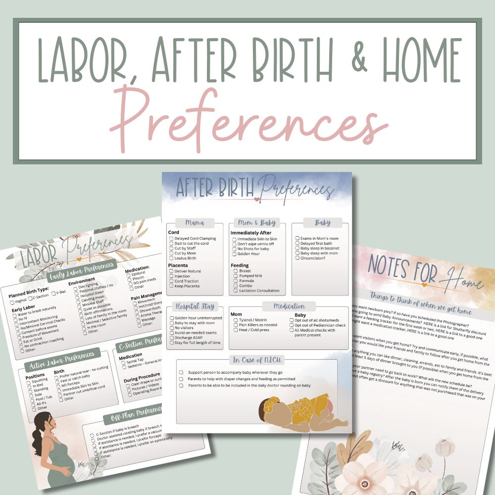 Customizable Birth Plan With Labor After-birth Postpartum - Etsy