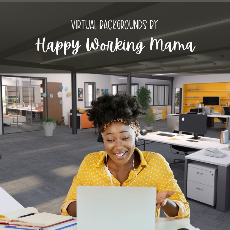 5 Office Virtual Background Images BUNDLE 5 Original Work Backgrounds ...