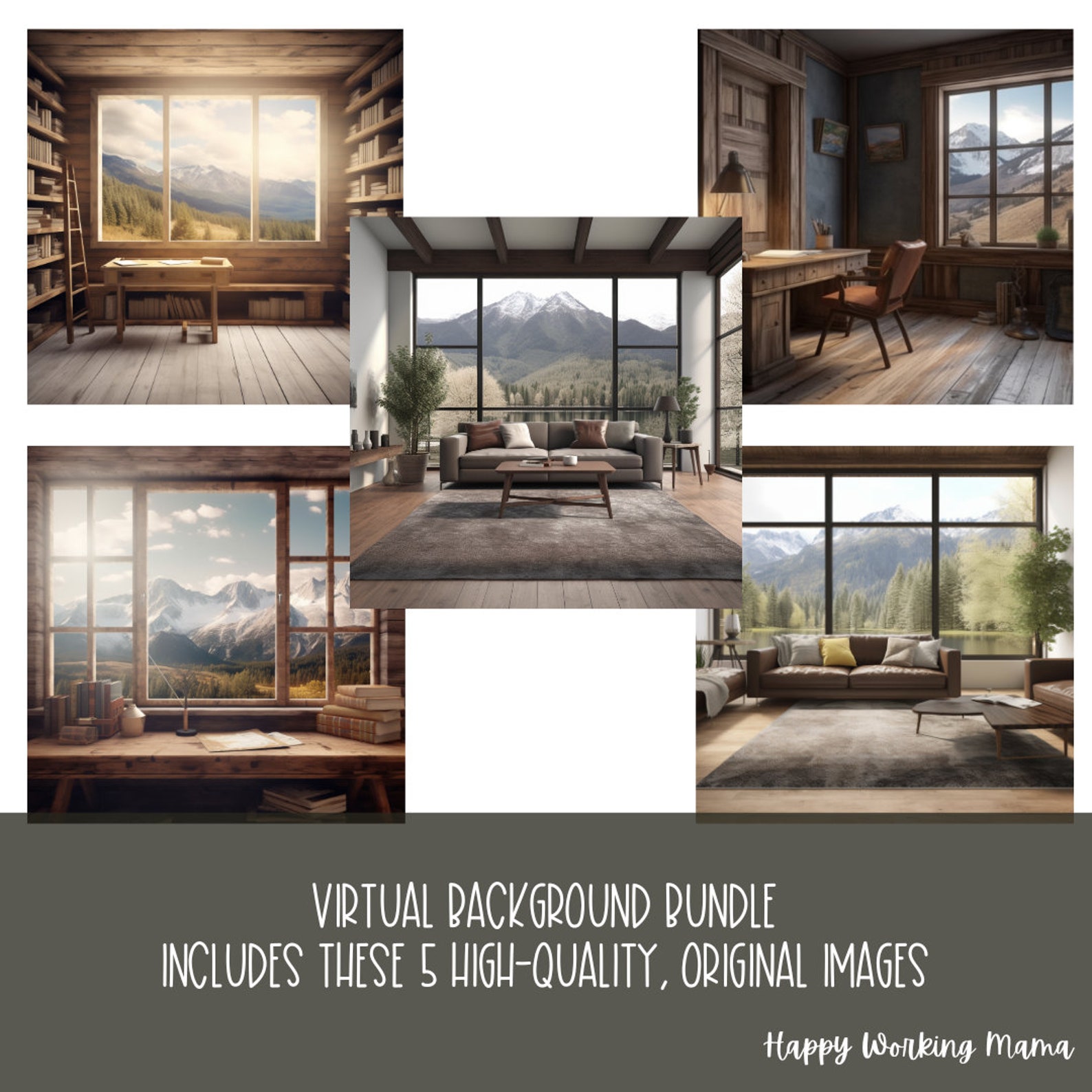 Rustic Virtual Background Images (BUNDLE) | 5 Original, Rustic Living ...