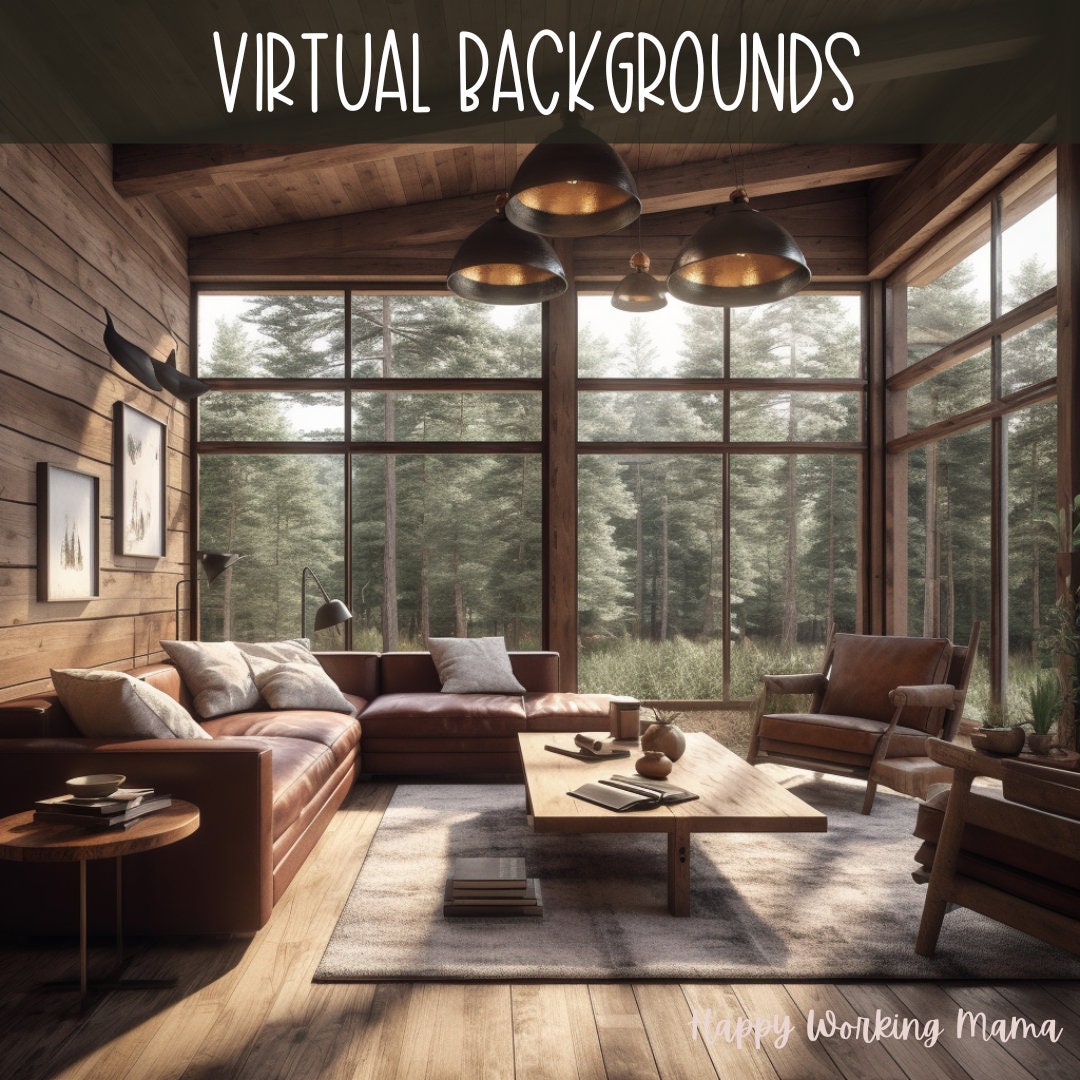 10 CABIN Living Room Images for Virtual Background, Pack of 10 Zoom ...