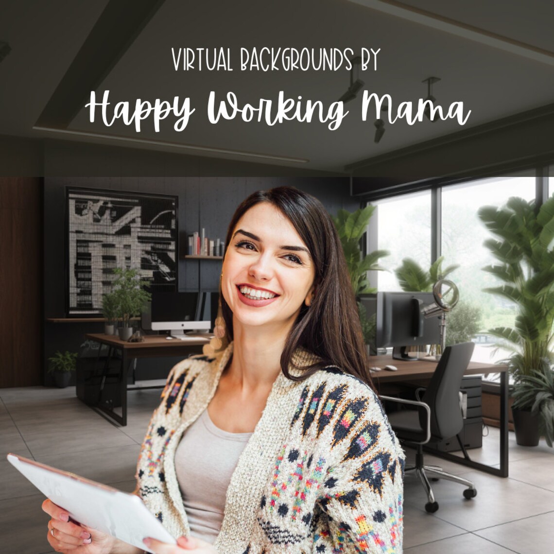 5 Office Virtual Background Images BUNDLE 5 Original Work Backgrounds ...