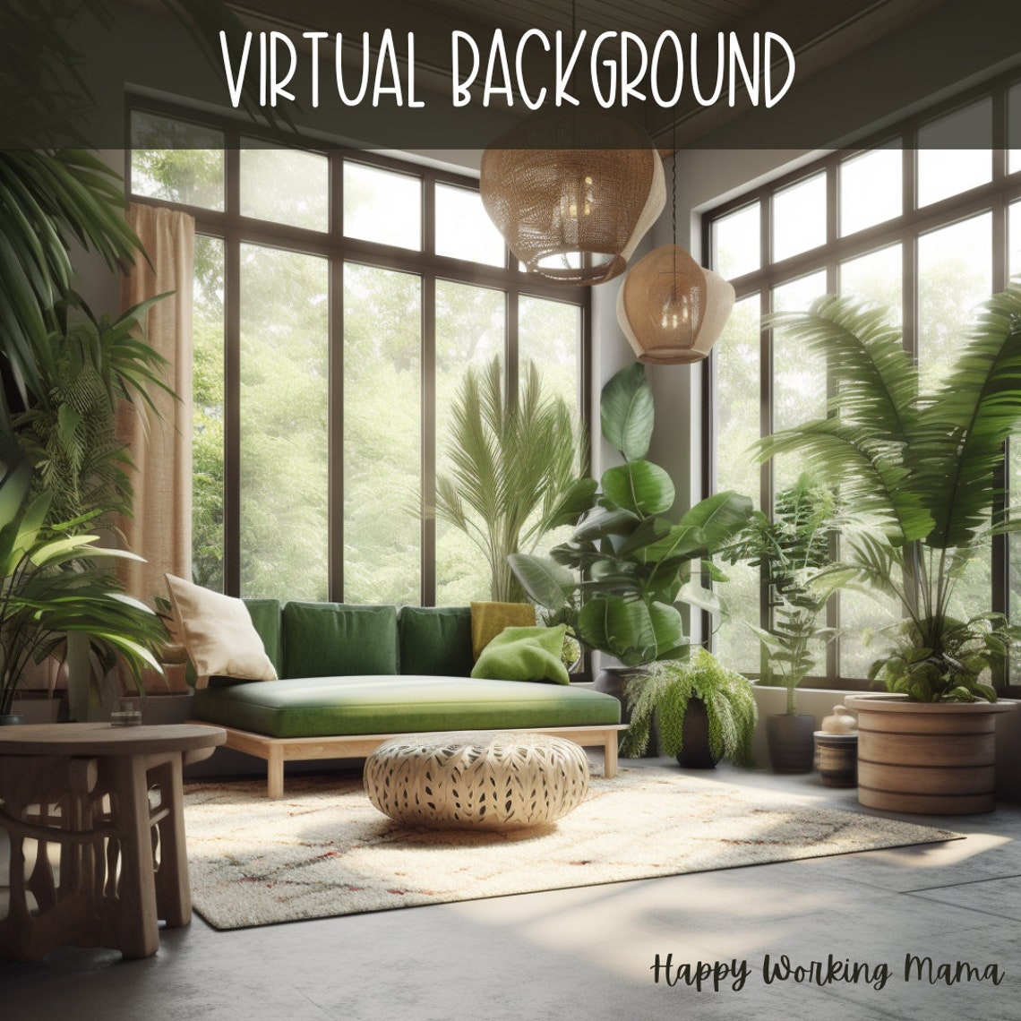 Pack of 10 Jungle Living Room Images for Virtual Background, Virtual ...