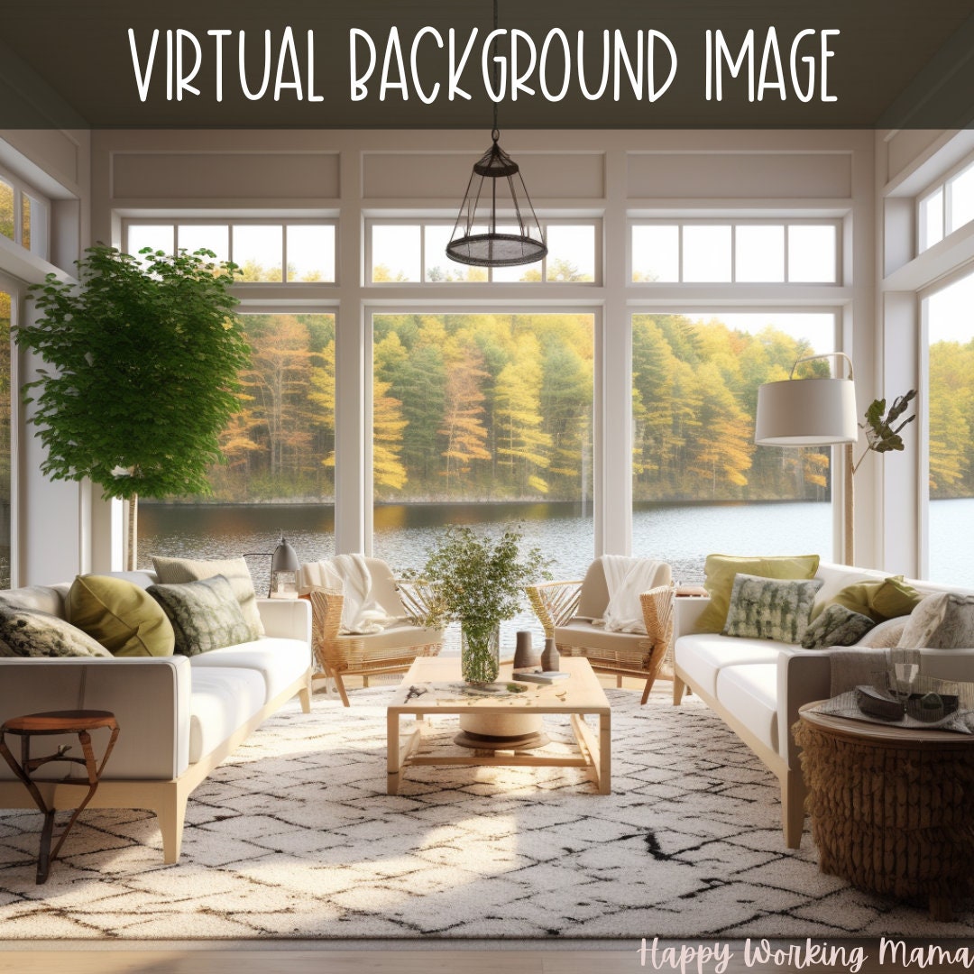 Professional Background for Virtual Meetings | Lake House Living Room ...