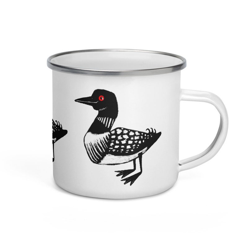 Adirondack Loon Enamel Mug / Bird Nature Mountain Cabin Lake House Camp ...