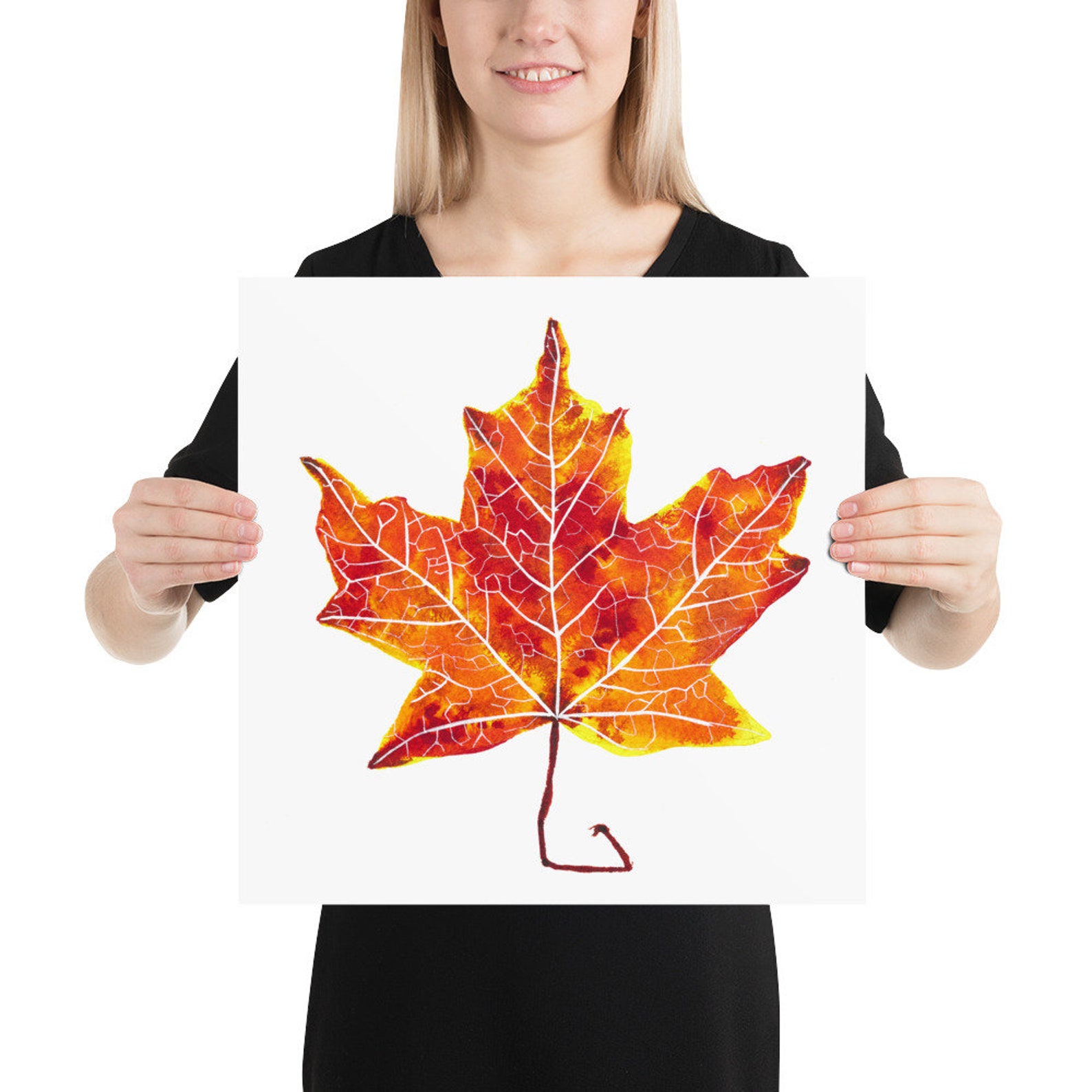 Autumn Sugar Maple Leaf / Adirondack Watercolor Fall Color Nature ...